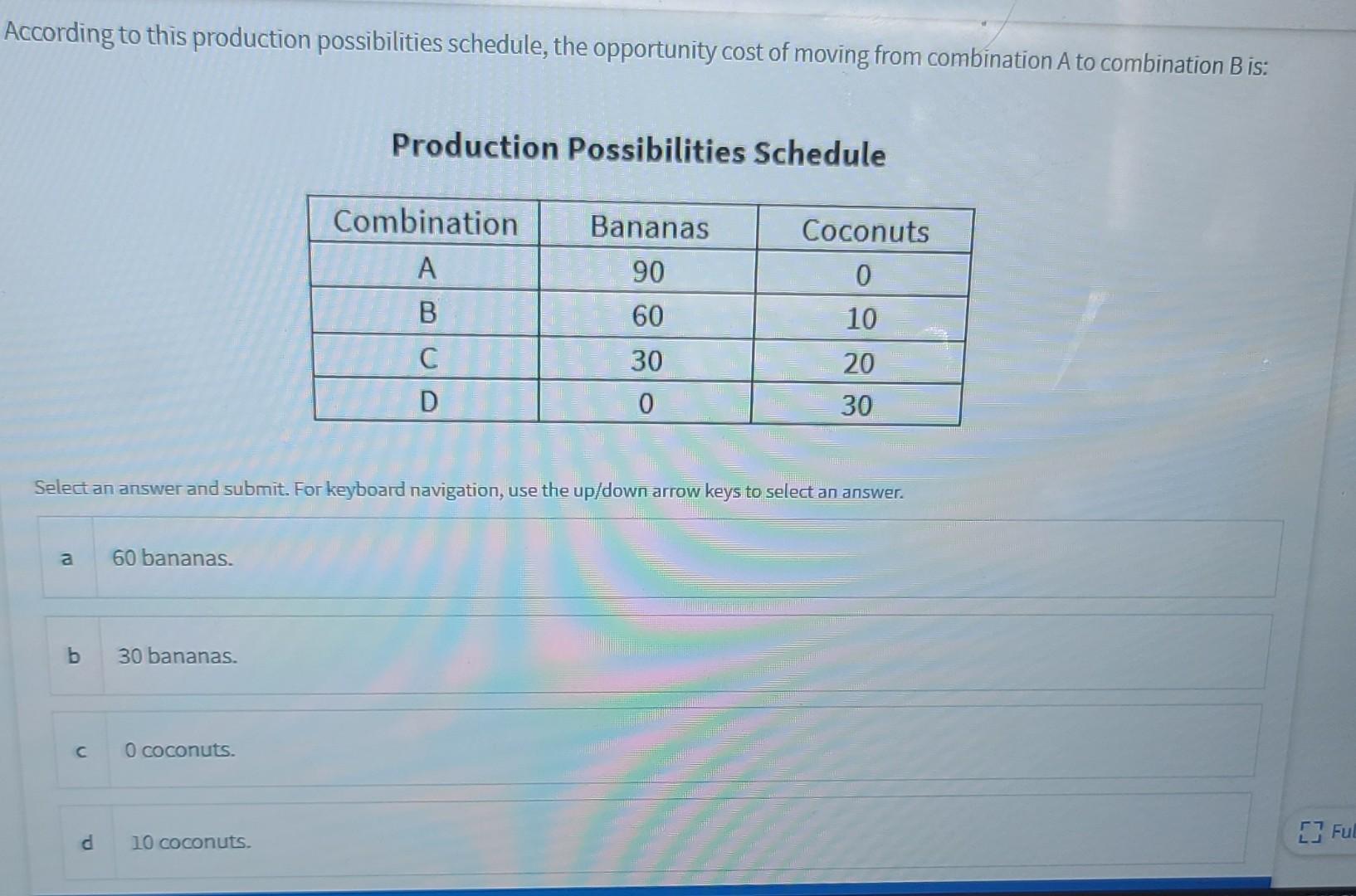 Solved According to this production possibilities schedule, | Chegg.com