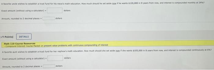 Solved Exact amount (whithout using a calculator) - Ambunt | Chegg.com