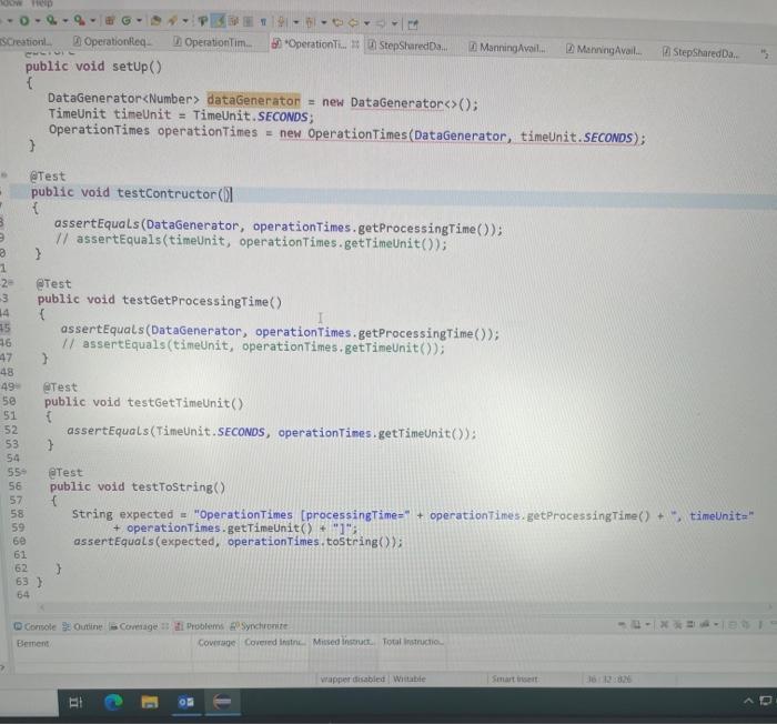 Solved public final class operationtimes \{ private | Chegg.com