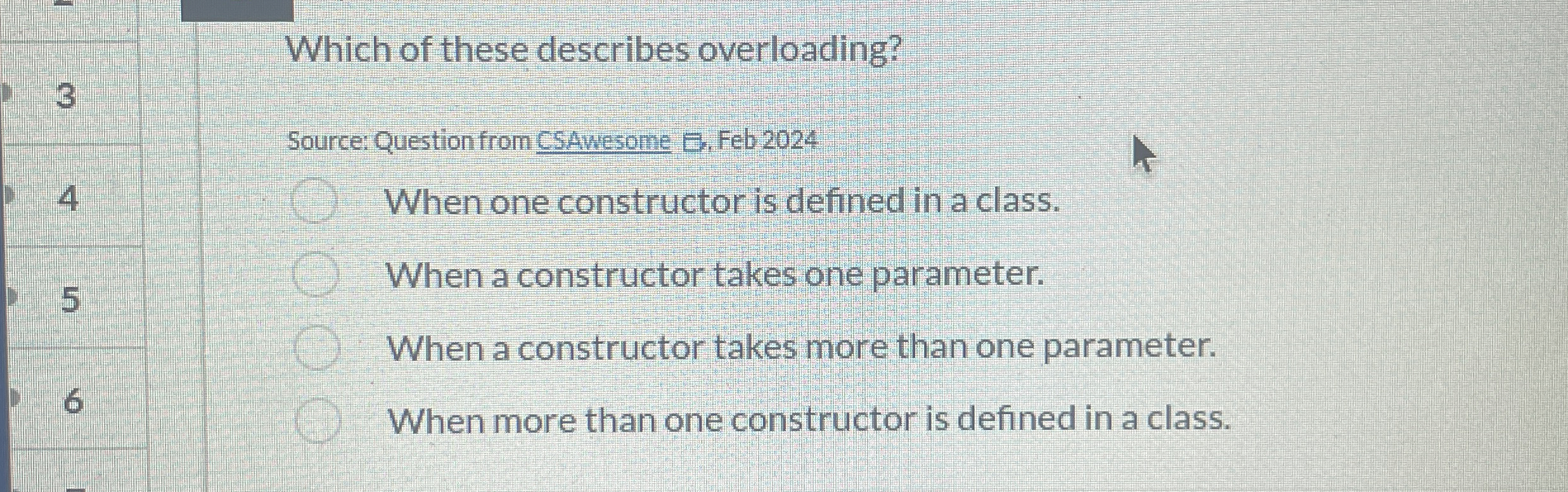 Solved Which of these describes overloading?Source: Question | Chegg.com