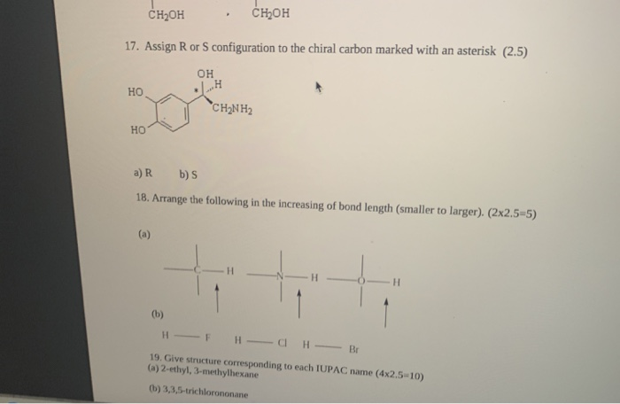 Solved CH2OH CHOH 17. Assign Ror S configuration to the | Chegg.com
