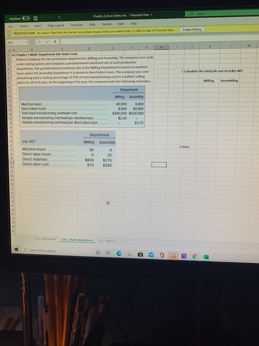 Solved AutoSave Chapter 2xcel, Notes Protected View Page | Chegg.com