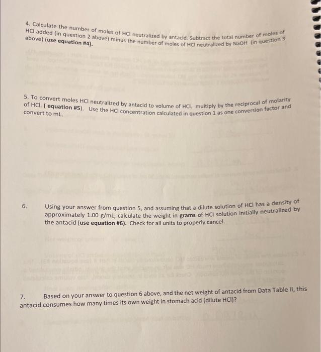 Solved Data Table I: Titration of HCl solution 1. Initial | Chegg.com
