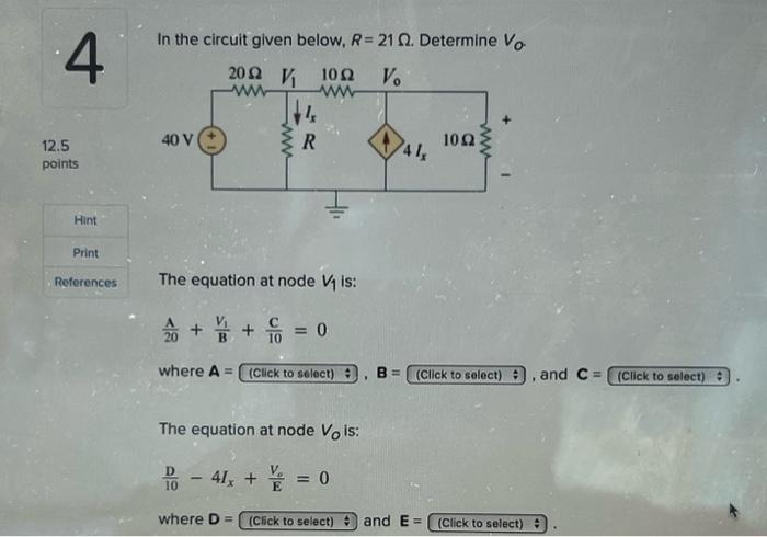 Solved In the circuit given below, R=21Ω. Determine V0. The | Chegg.com