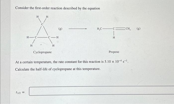 Solved Consider the first-order reaction described by the | Chegg.com