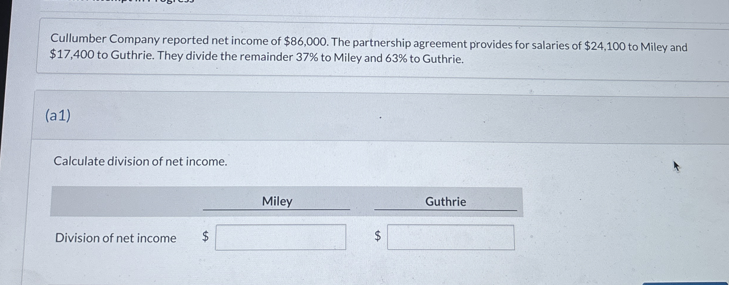Solved Cullumber Company reported net income of $86,000. | Chegg.com