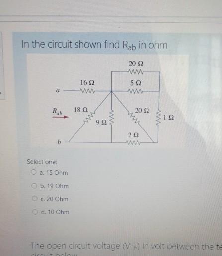 Solved In the circuit shown find Rab in ohm 2022 W 16 1622 w | Chegg.com