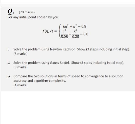 Solved Q3 (20 marks) For any initial point chosen by you: | Chegg.com