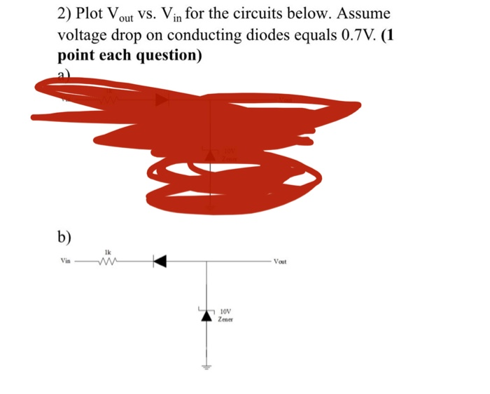 Solved 2) Plot Vout vs. Vin for the circuits below. Assume | Chegg.com