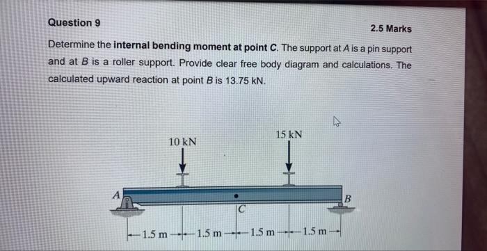 Solved Determine the internal bending moment at point C. The | Chegg.com