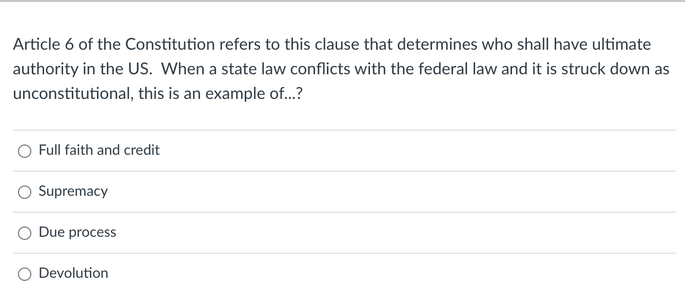 Article 6 ﻿of the Constitution refers to this clause | Chegg.com