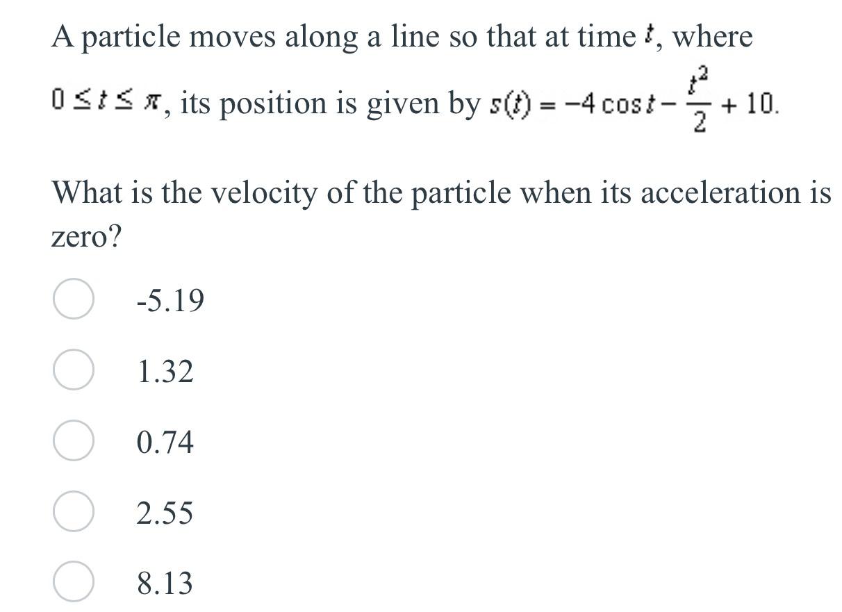 Solved A particle moves along a line so that at time t, | Chegg.com