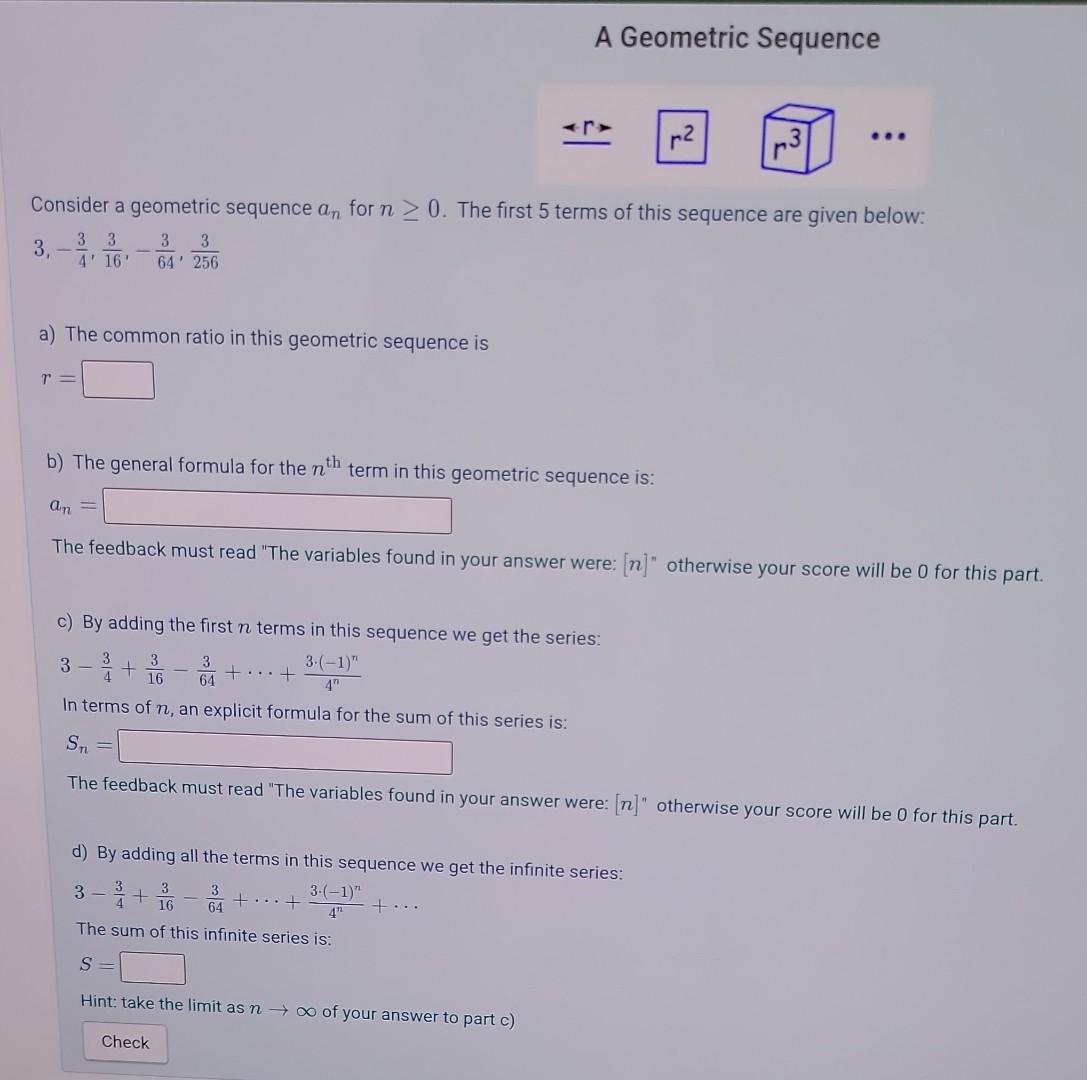 Solved A Geometric Sequence Consider a geometric sequence an | Chegg.com
