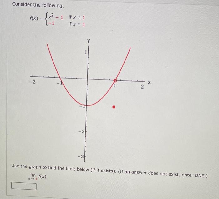 Solved Consider the following. f(x)={x2−1−1 if x =1 if x=1 | Chegg.com