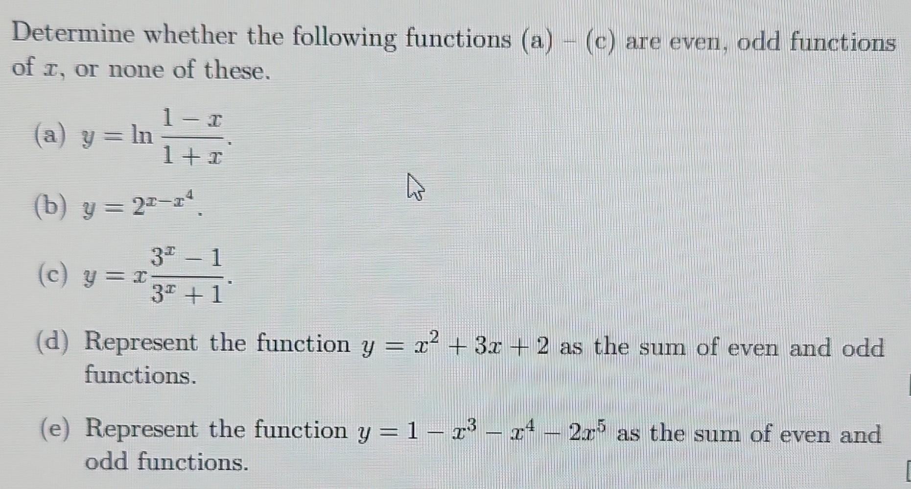 Solved Determine whether the following functions (a) (c) are | Chegg.com