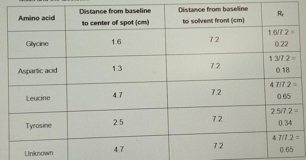 Solved 3) Use the Rf values and the spot colors to determine | Chegg.com