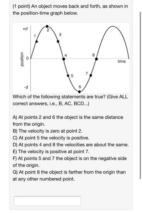 Solved (1 point) An object moves back and forth, as shown in | Chegg.com