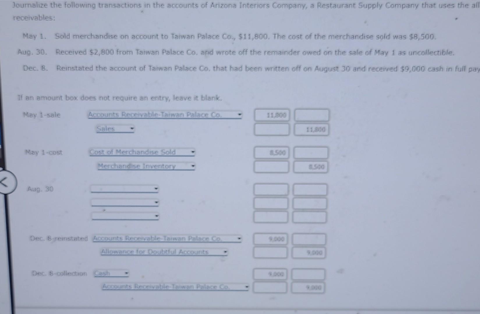 Solved Entries for Uncollectible Receivables, using | Chegg.com