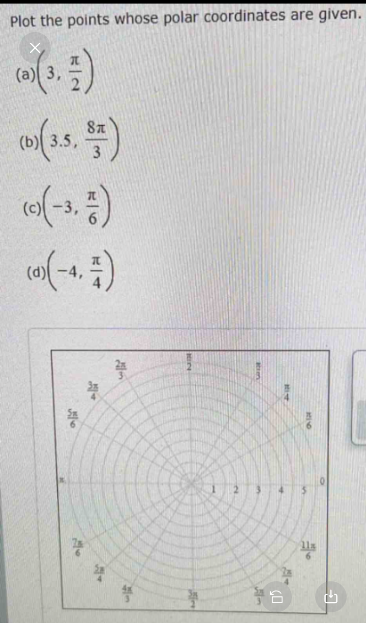 Solved Plot the points whose polar coordinates are given. | Chegg.com