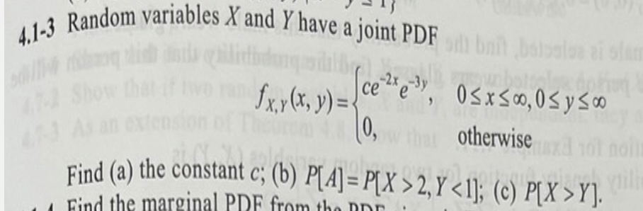 Solved 4.1.-3 Random variables X and Y have a joint PDF | Chegg.com