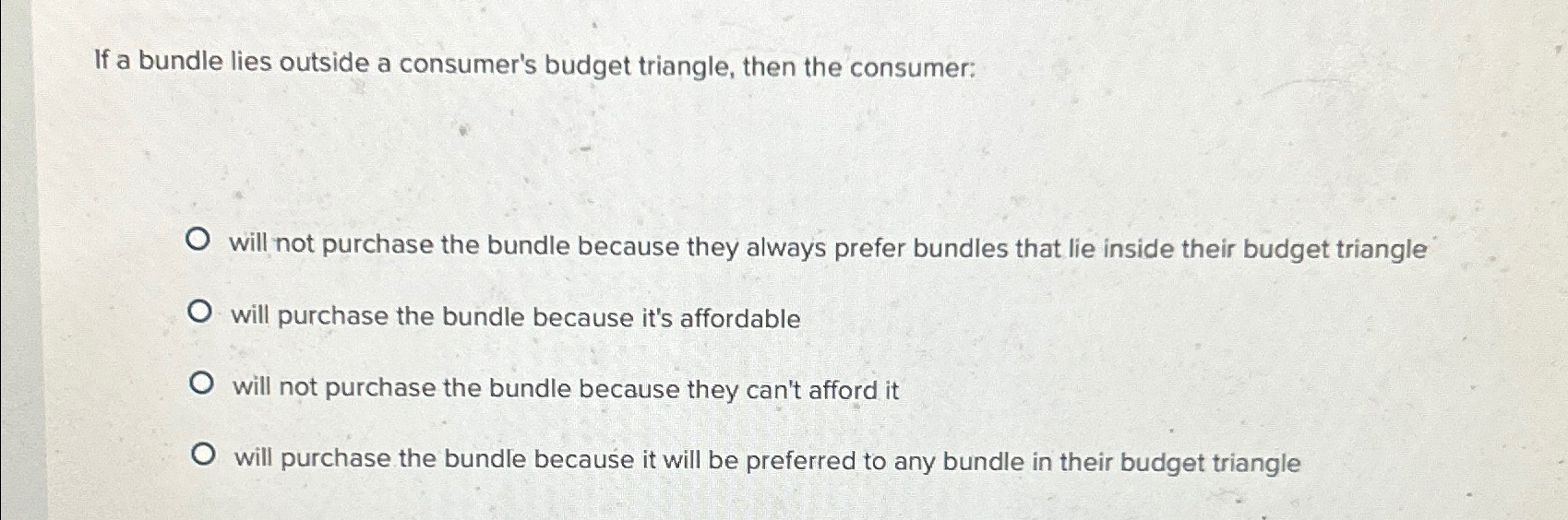 If a bundle lies outside a consumer's budget | Chegg.com