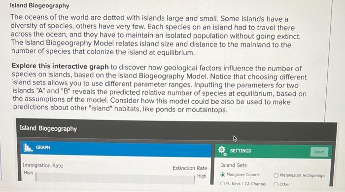 Island Biogeography The oceans of the world are | Chegg.com