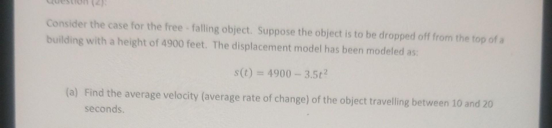Solved Consider the case for the free - falling object. | Chegg.com