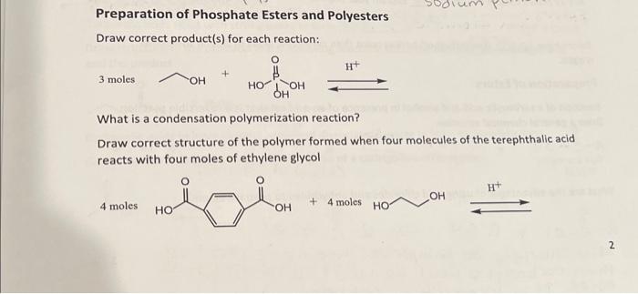 Solved Preparation of Phosphate Esters and Polyesters Draw | Chegg.com