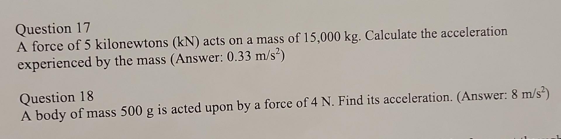 Solved Question 17 A force of 5 kilonewtons (kN) acts on a | Chegg.com