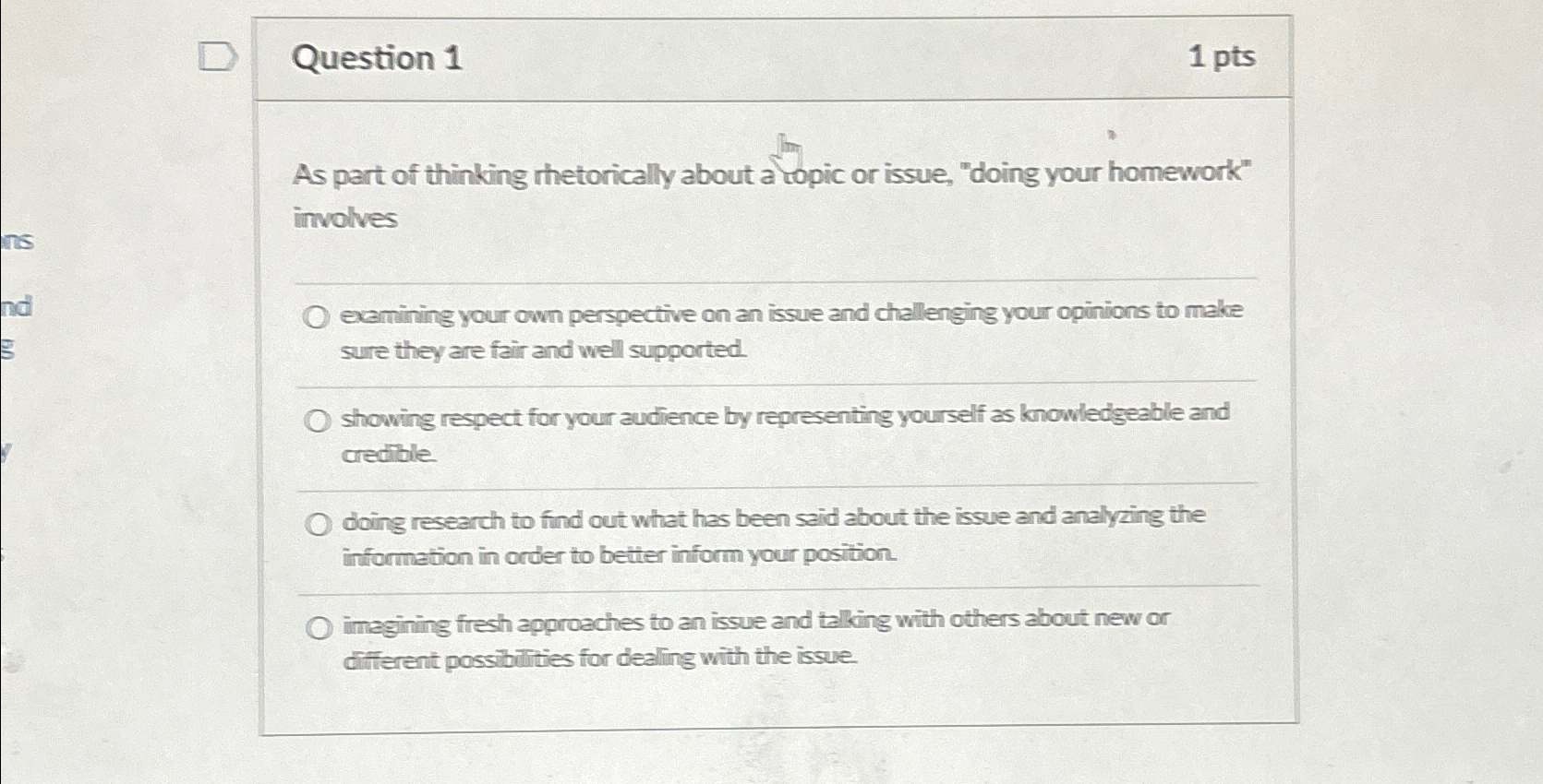 Solved Question 11 ﻿ptsAs part of thinking rhetorically | Chegg.com