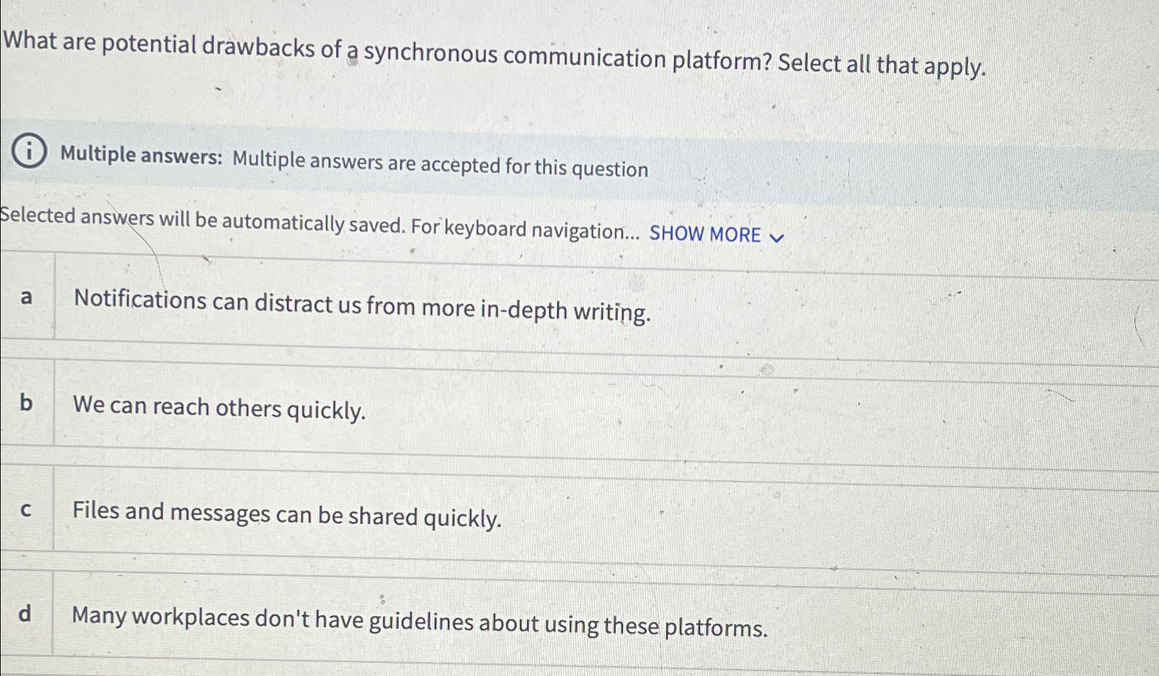 Solved What are potential drawbacks of a synchronous | Chegg.com