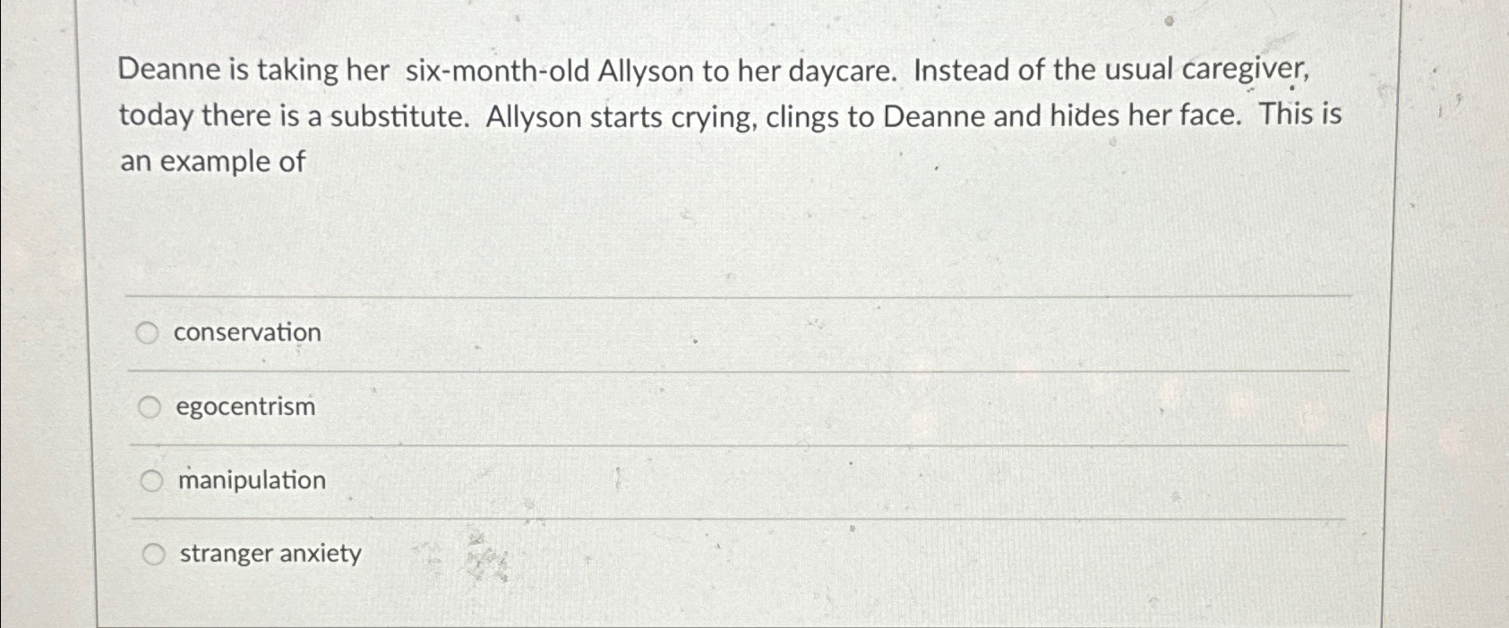 Solved Deanne is taking her six-month-old Allyson to her | Chegg.com