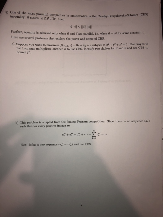 Solved 8) One of the most powerful inequalities in | Chegg.com