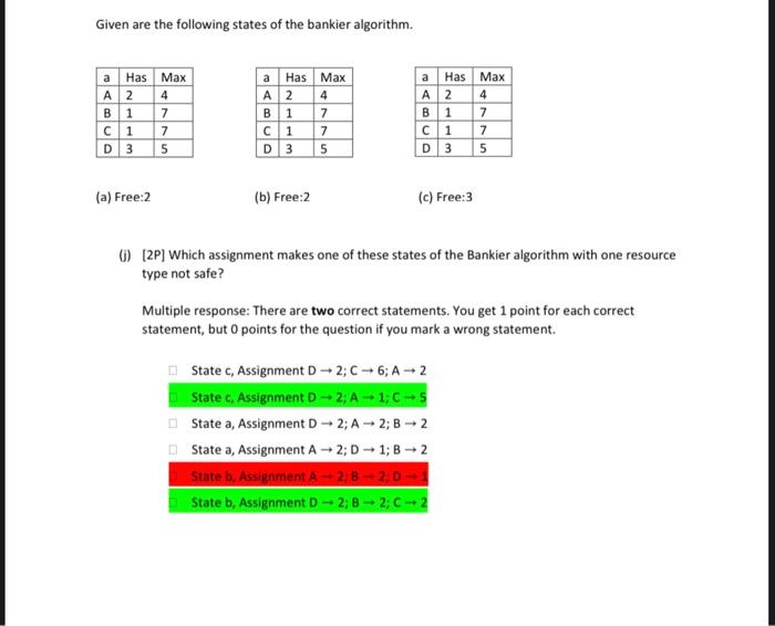 Solved Given are the following states of the bankier | Chegg.com