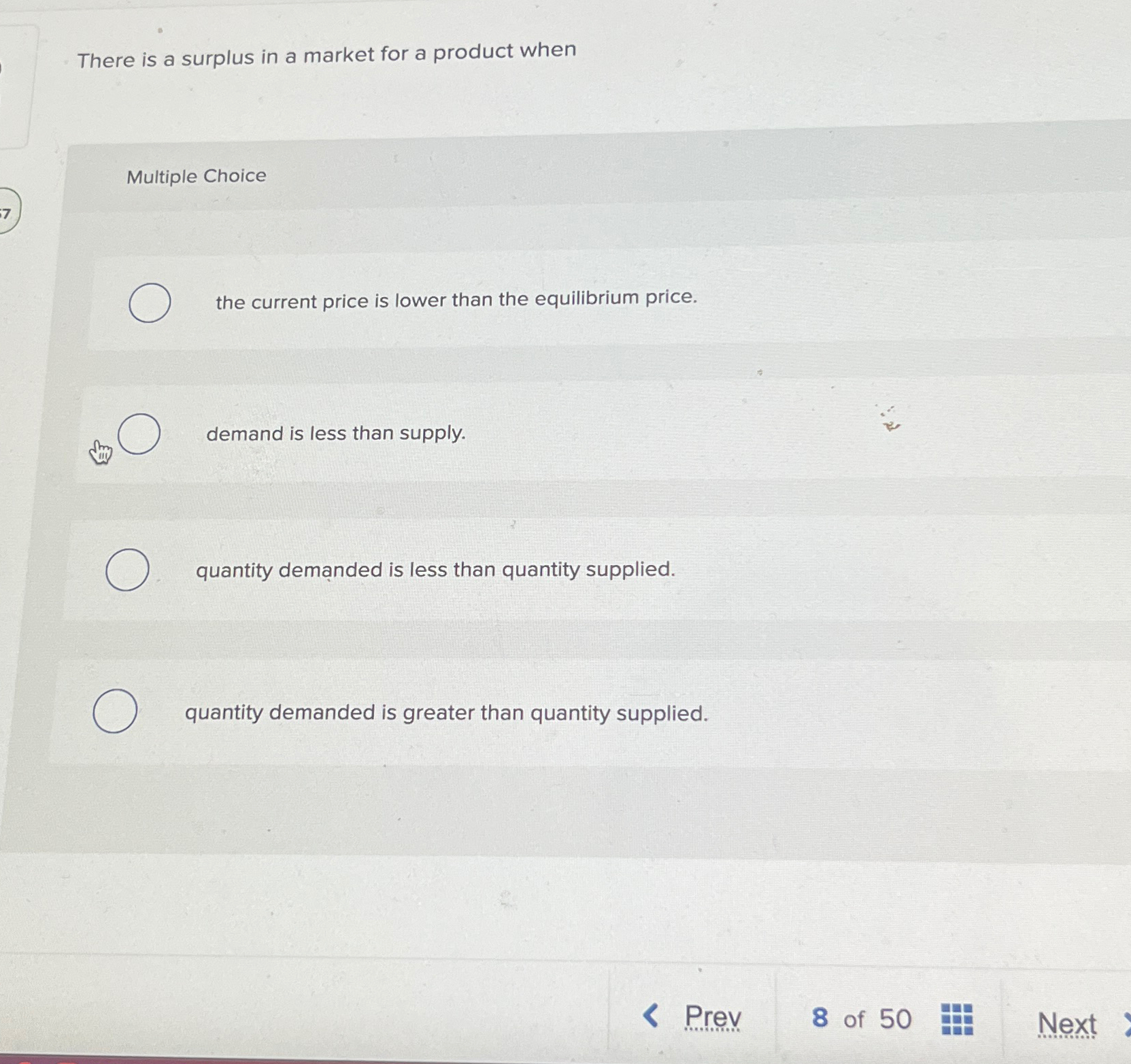 Solved There is a surplus in a market for a product | Chegg.com