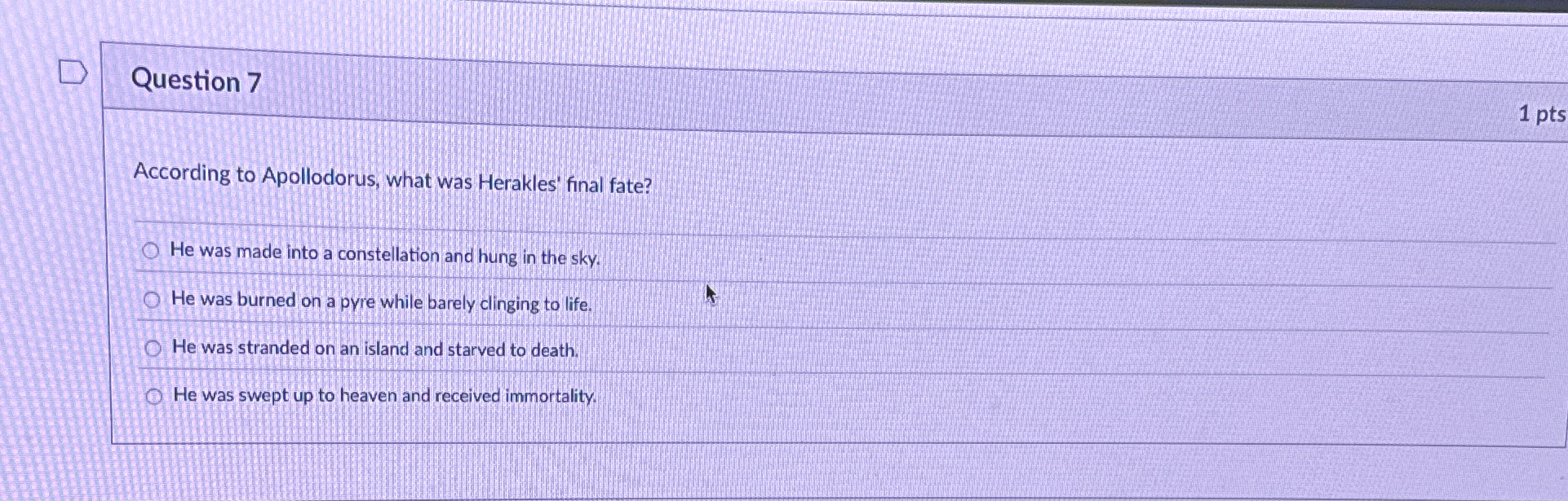 Solved Question 71 ﻿ptsAccording to Apollodorus, what was | Chegg.com