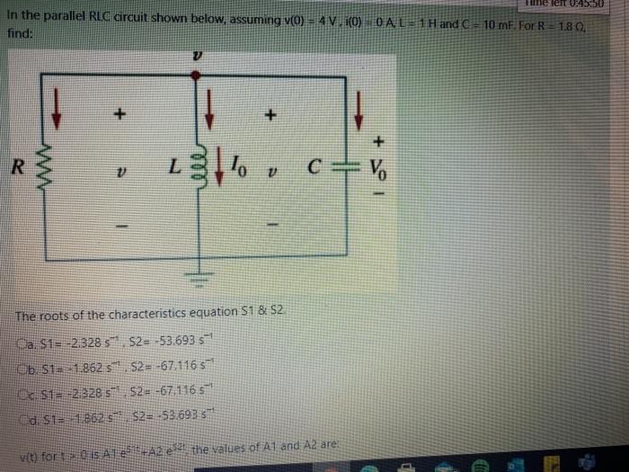 Solved In the parallel RLC circuit shown below, assuming | Chegg.com