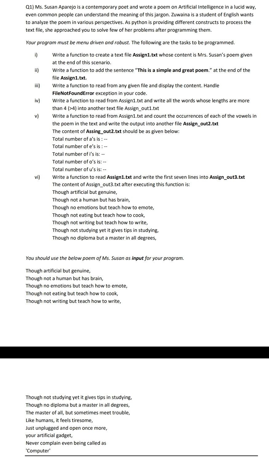 Solved This assignment is on (file handling ( text files and | Chegg.com