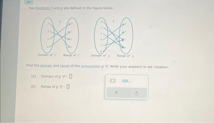 Solved Two functions f and g are defined in the figure | Chegg.com