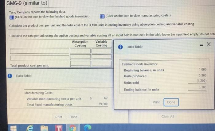 Solved SM6-9 (similar to) Yang Company reports the following | Chegg.com