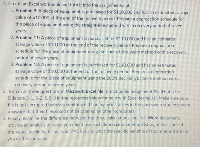 Solved 1. Create an Excel workbook and turn it into the | Chegg.com