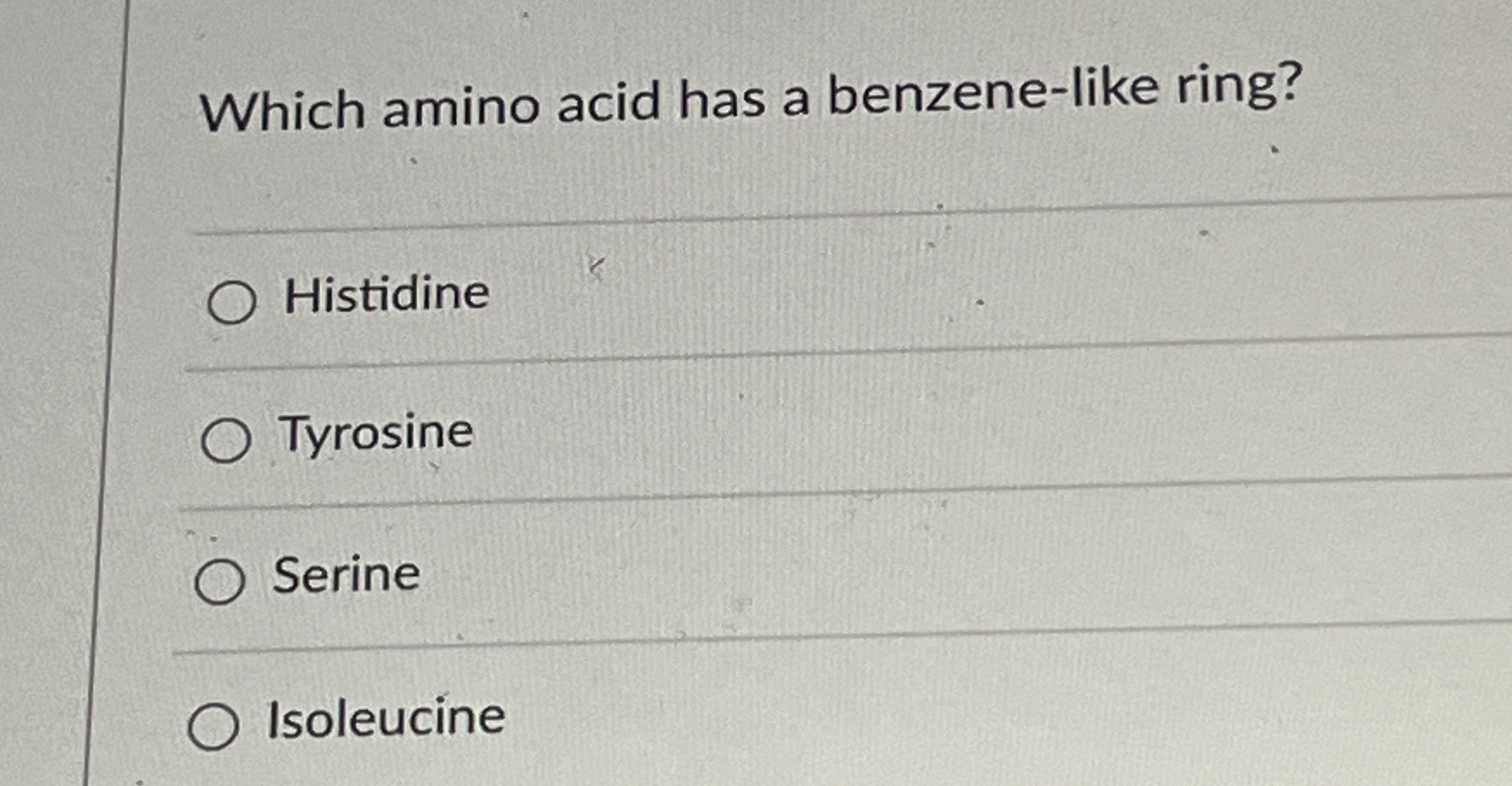 Solved Which amino acid has a benzene-like | Chegg.com