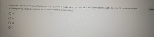 Solved Computer 1 ﻿on network A, ﻿with IP address of | Chegg.com