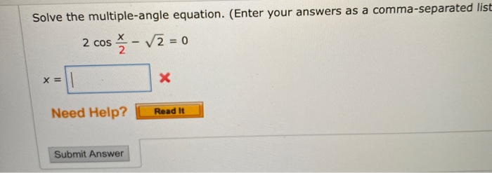 Solved Solve the multiple-angle equation. (Enter your | Chegg.com