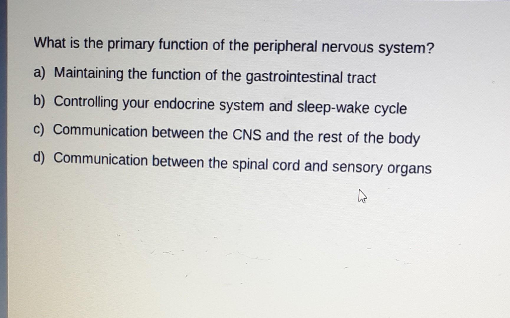 Solved What is the primary function of the peripheral | Chegg.com