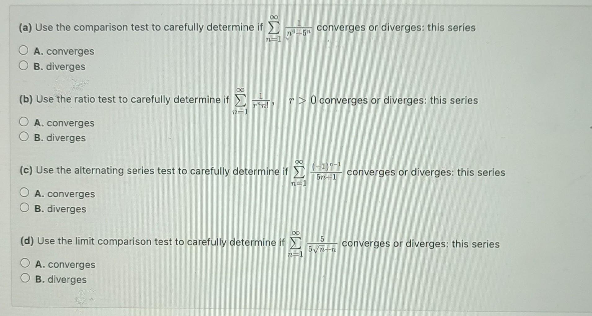 Solved (a) Use the comparison test to carefully determine if | Chegg.com