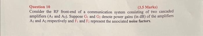 Solved A1 and A2 are characterized by: (G1=16 dB,G2=20 dB, | Chegg.com