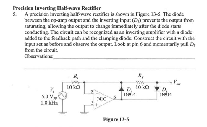 Solved Precision Inverting Half Wave Rectifier 5 A Chegg
