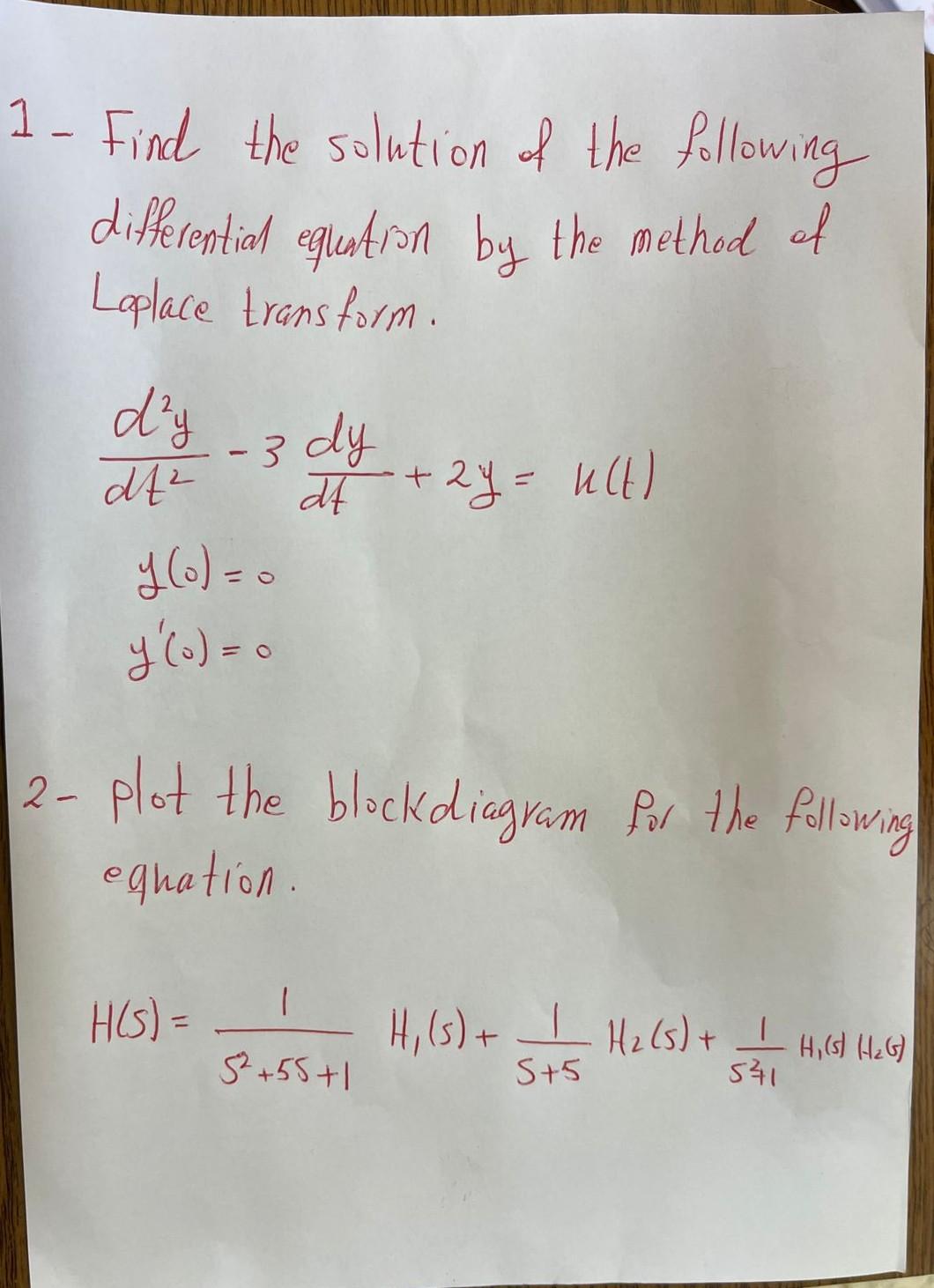 Solved 1. Find the solution of the following differential | Chegg.com