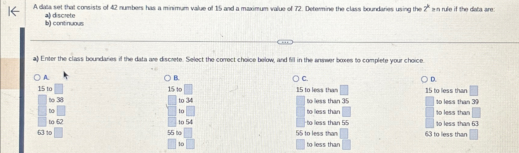 Solved A data set that consists of 42 ﻿numbers has a minimum | Chegg.com